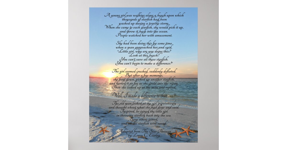 "Star thrower" Starfish thrower story poster | Zazzle