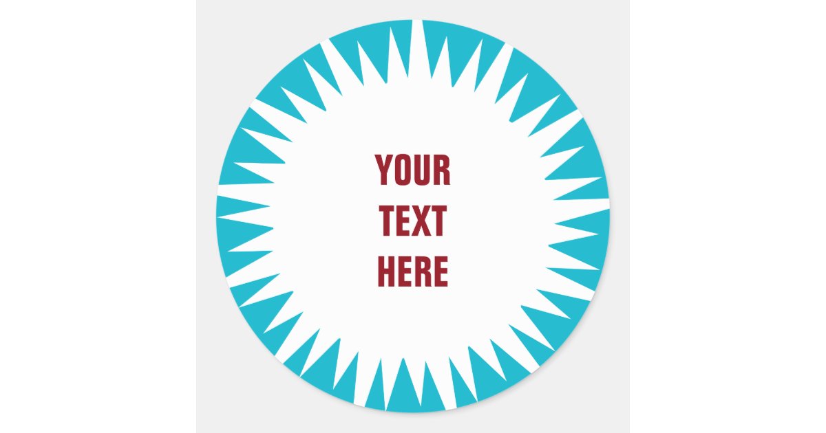 Starburst - white with custom text & background classic round sticker ...