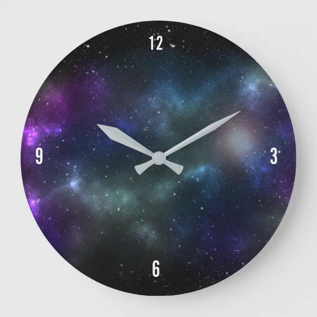 Starfield with Multicolored Cosmic Dust Large Clock | Zazzle