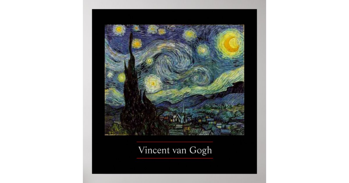 Starry Night by van Gogh Post-Impressionist Poster | Zazzle