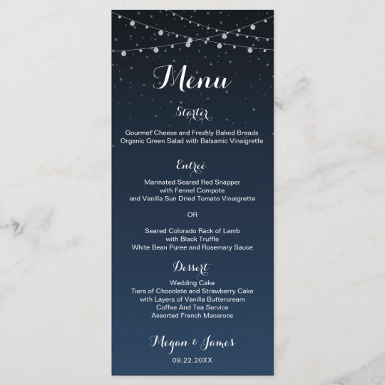 Starry Night Rustic Wedding Dinner Menu | Zazzle.co.uk