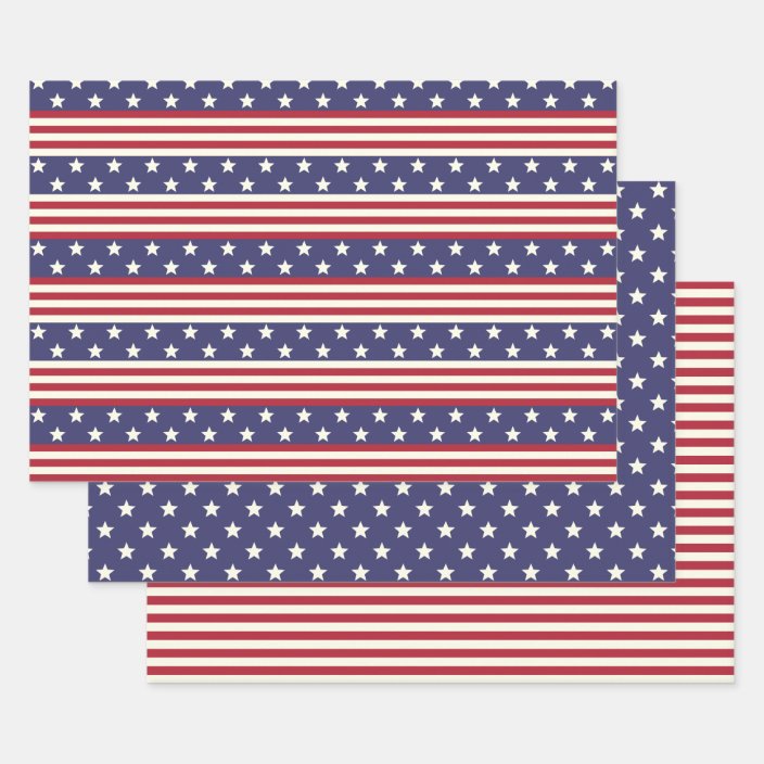 Stars and Stripes Patriotic American Flag USA Wrapping Paper Sheet ...
