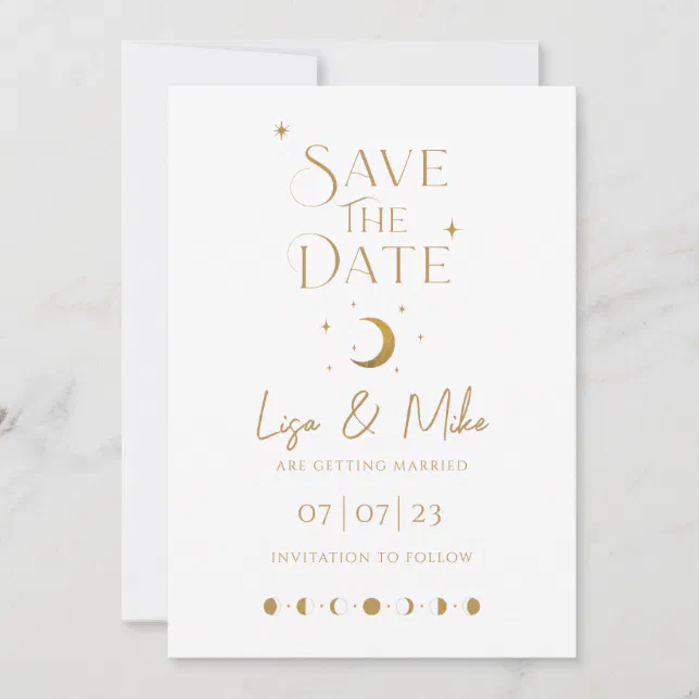 Stars & Moon Minimal Celestial Save the Date Invitation | Zazzle
