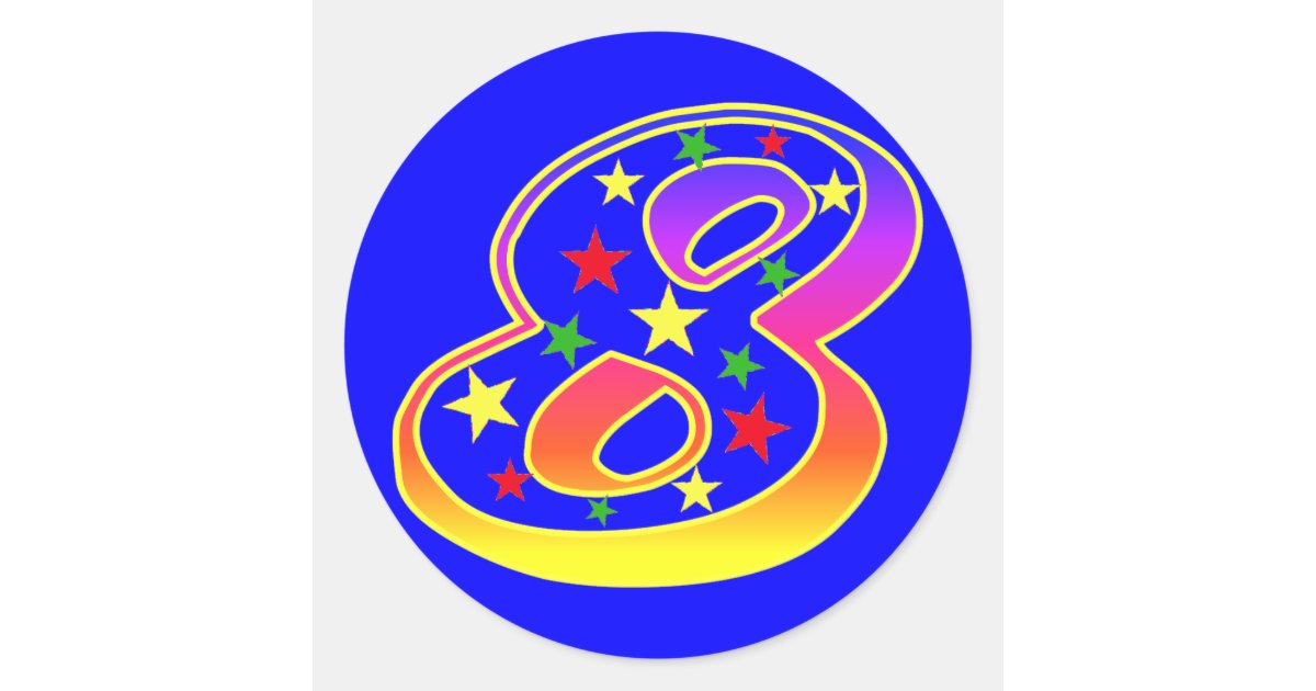 Stars Number 8 Stickers | Zazzle