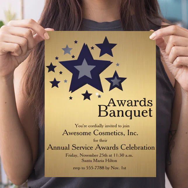 Stars on Gold Business Event Party Invite | Zazzle