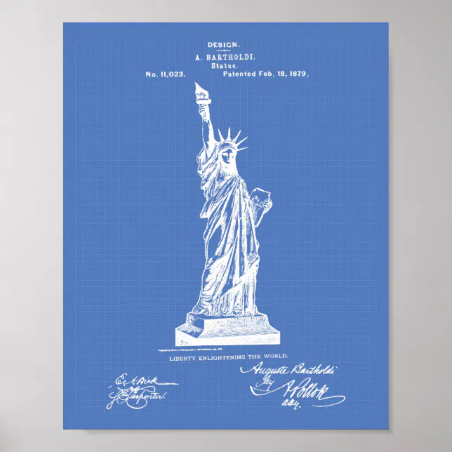 Statue of Liberty 1879 Patent Art - Blueprint Poster | Zazzle