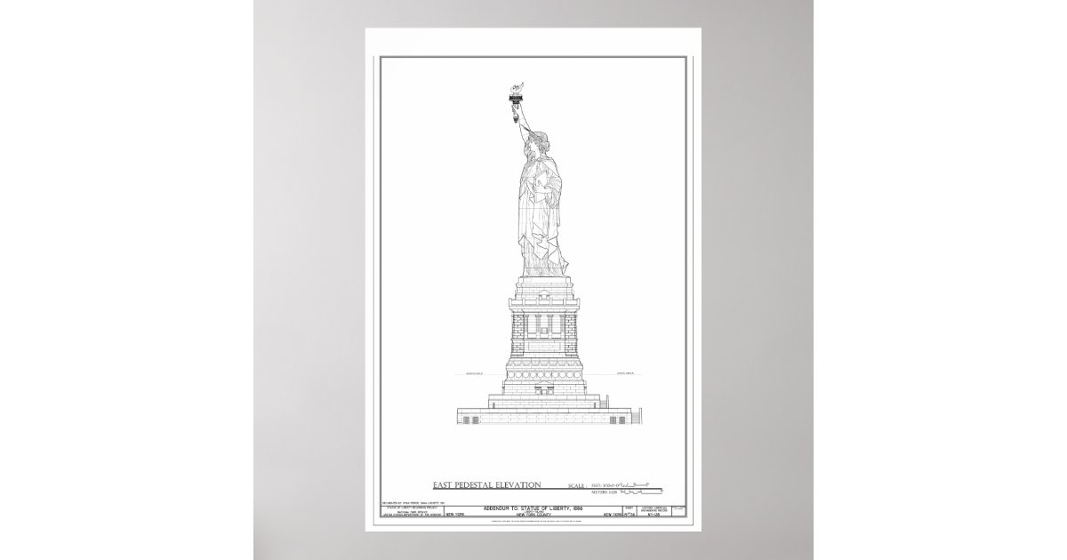 Statue of Liberty Blueprint Poster | Zazzle