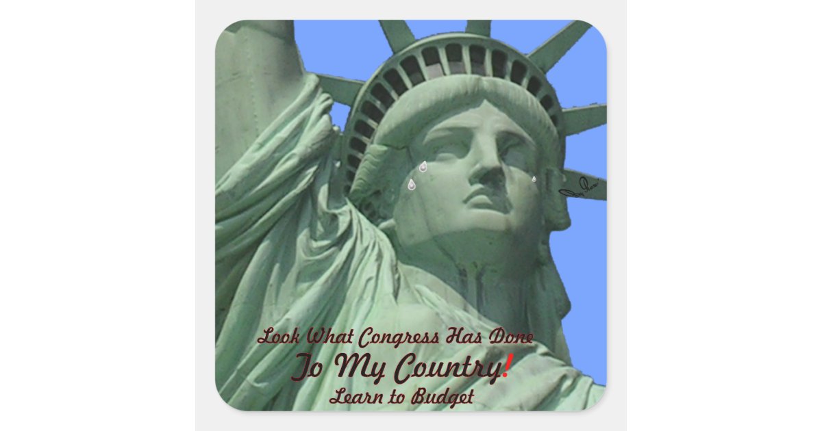 Statue of Liberty Crying Square Sticker | Zazzle