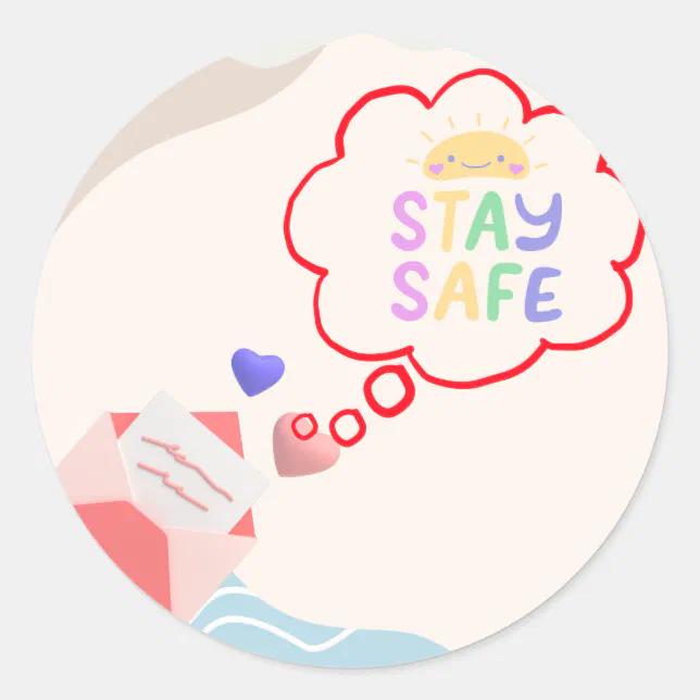 Stay Safe Personalised Classic Round Sticker | Zazzle