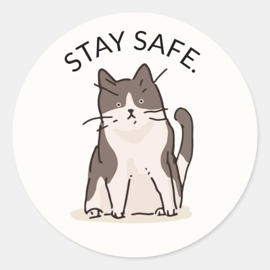 STAY SAFE STICKERS WITH FUN CAT | Zazzle.co.uk
