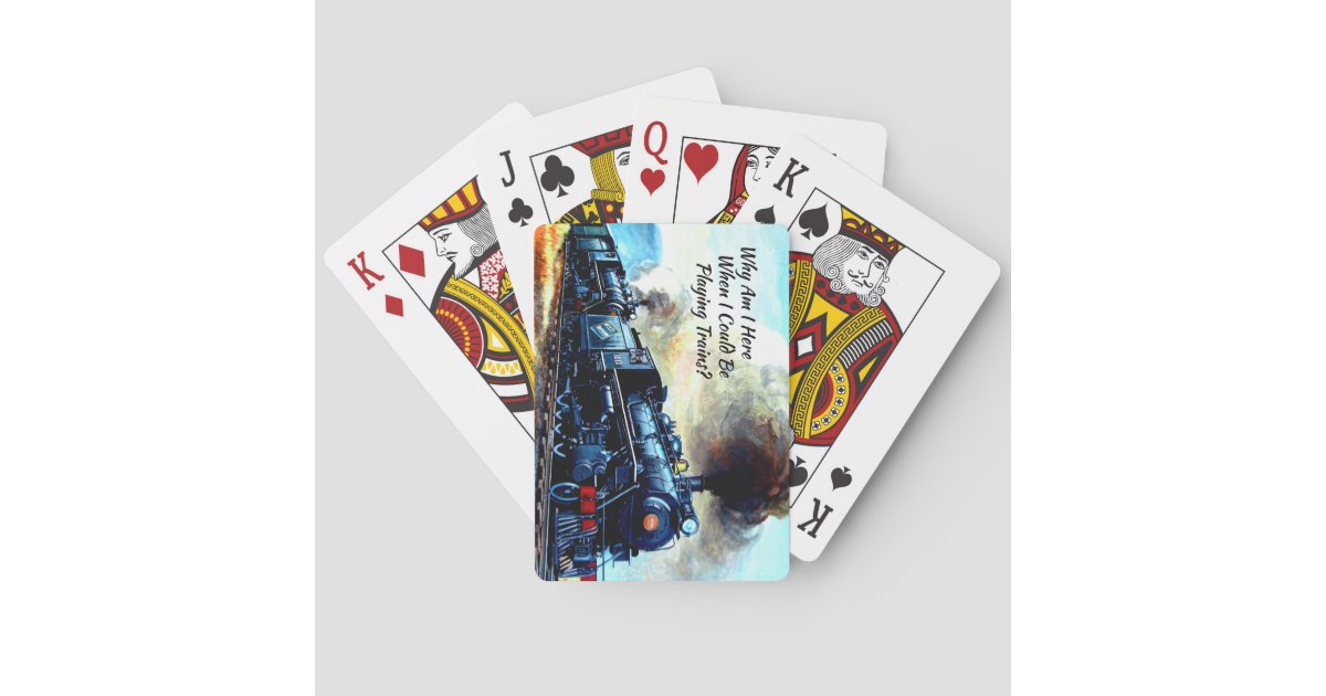 Steam Train Locomotive Engines with Text Playing Cards | Zazzle
