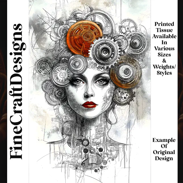 Steampunk Mechanical Woman Ephemera M9 Decoupage Tissue Paper | Zazzle
