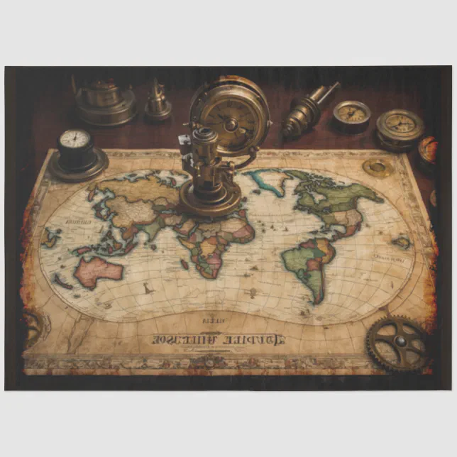 Steampunk Olde Worlde Map Tissue Paper | Zazzle
