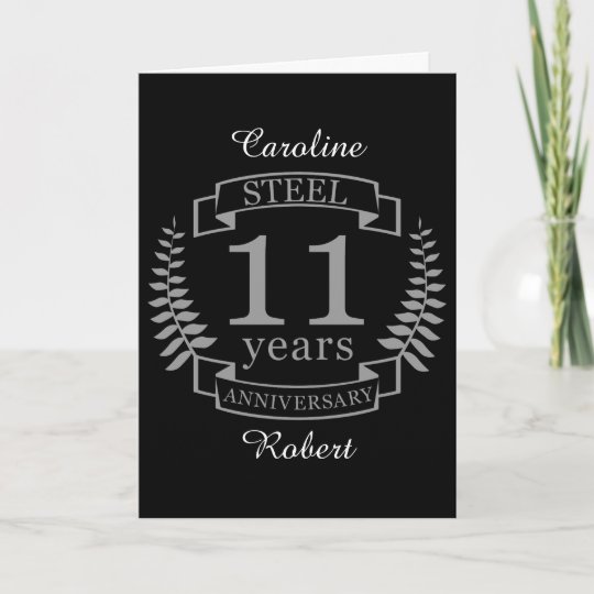 Steel 11th Year Wedding Anniversary Gift Card Zazzle co uk