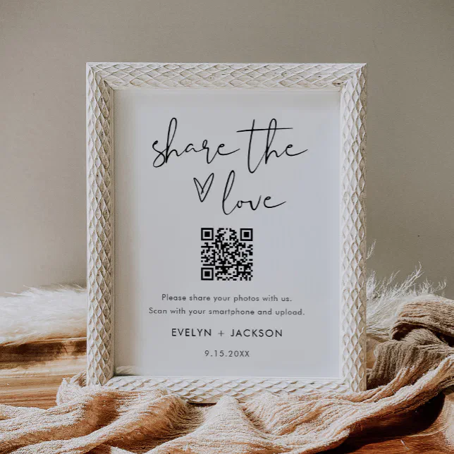 STELLA Share the Love Wedding Photo QR Code Poster | Zazzle