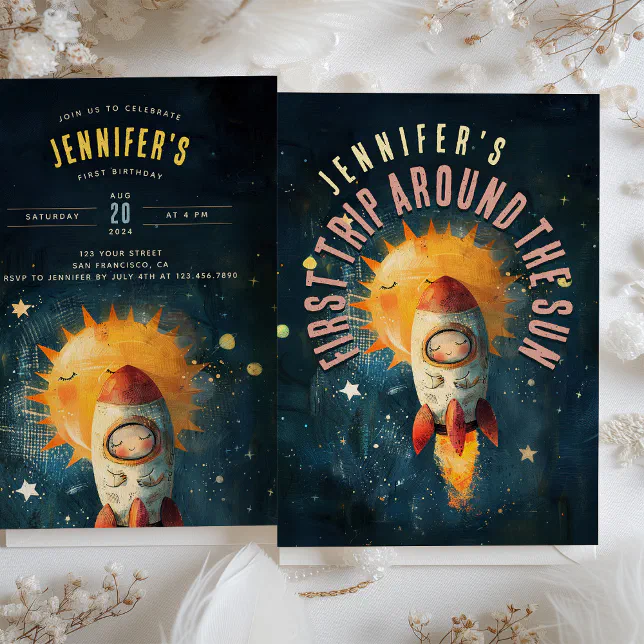 Stellar Celebration: First Orbit Birthday Invitation | Zazzle