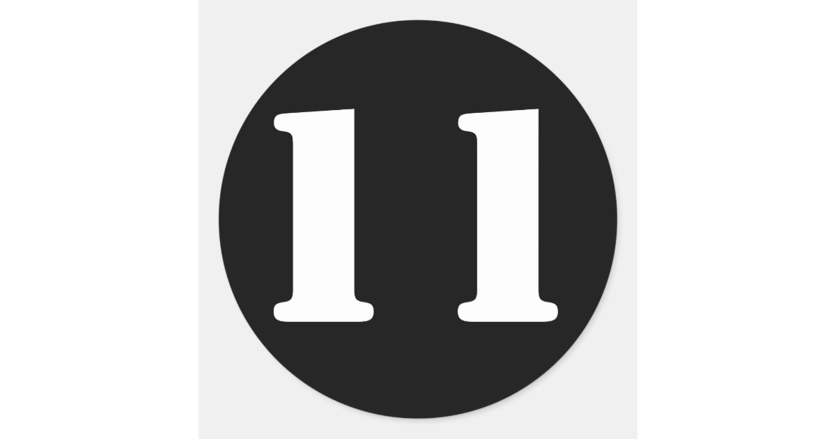 Stencil Numbers by Janz Number 11 Eleven Black Classic Round Sticker ...
