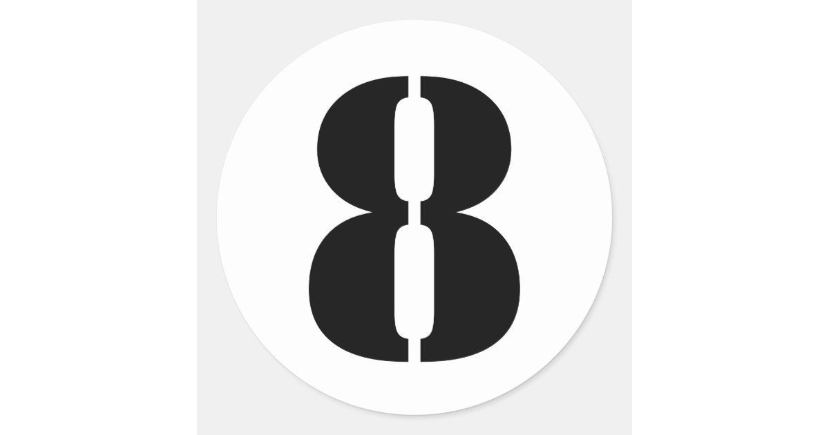 Stencil Numbers by Janz Number 8 Eight White Classic Round Sticker | Zazzle