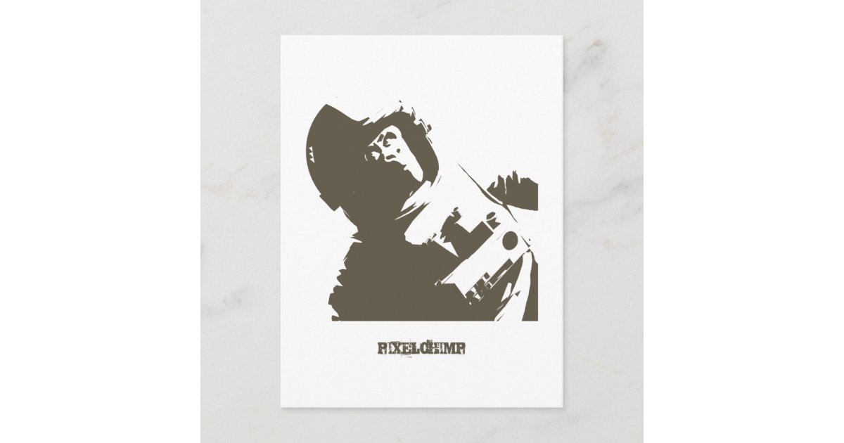 Stencil Space Chimp Postcard | Zazzle