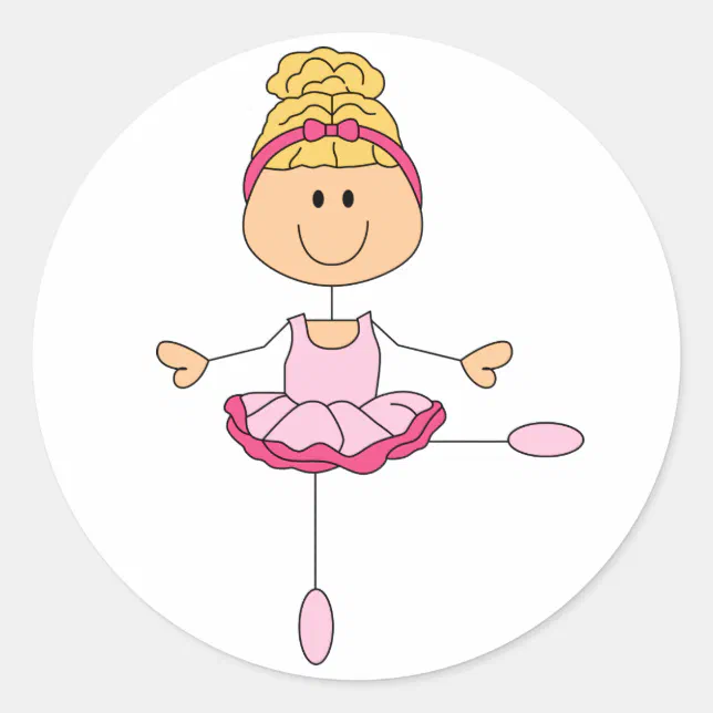 Stick Figure Ballerina Classic Round Sticker | Zazzle