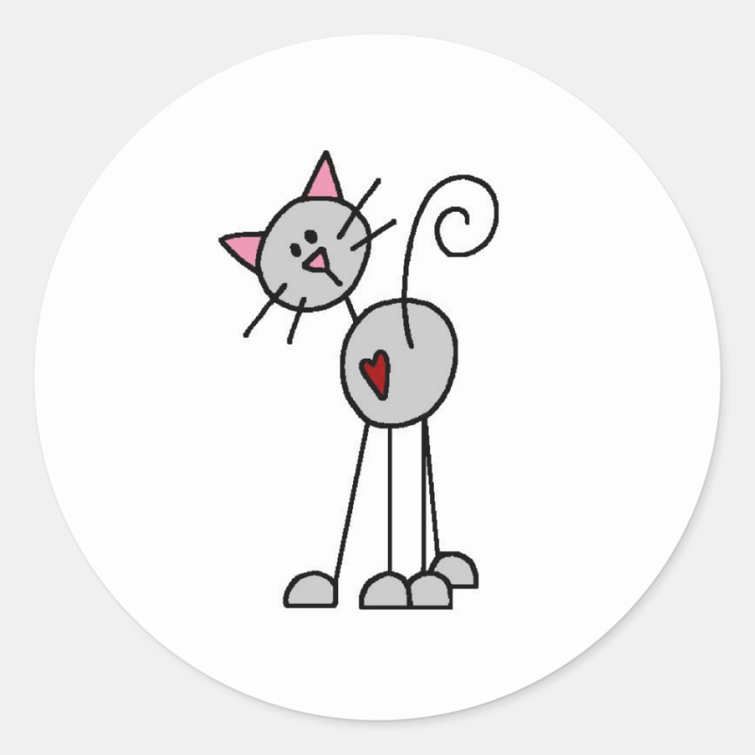 Stick Figure Cat Sticker | Zazzle