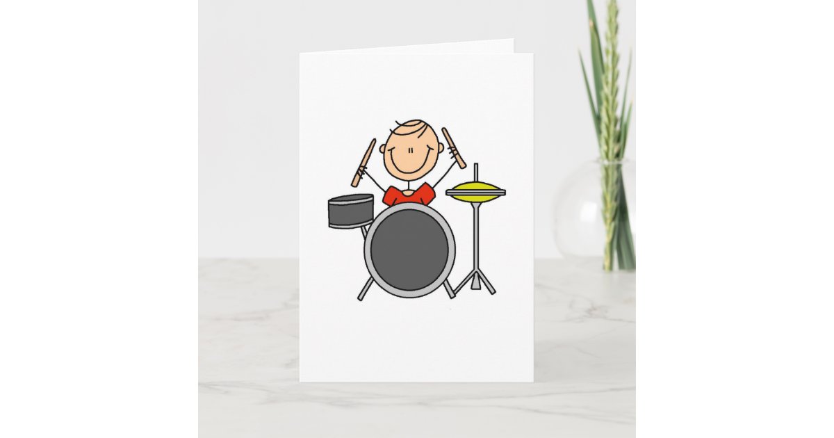 Stick Figure Drummer Card | Zazzle