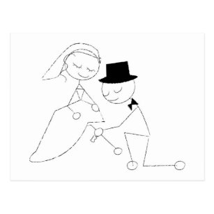 Stick Figure Bride And Groom Postcards | Zazzle UK