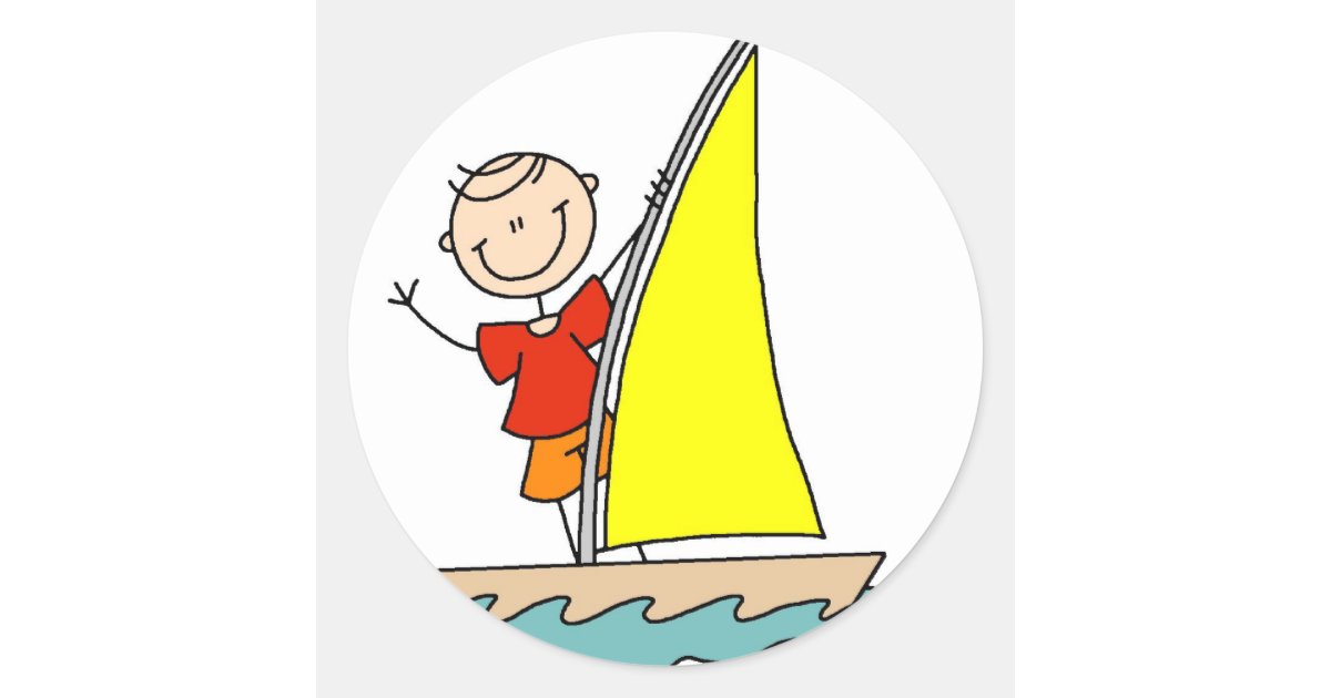 Stick Figure Sailing Sticker | Zazzle