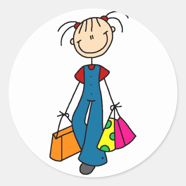 Stick Figure Shopping Sticker | Zazzle.co.uk