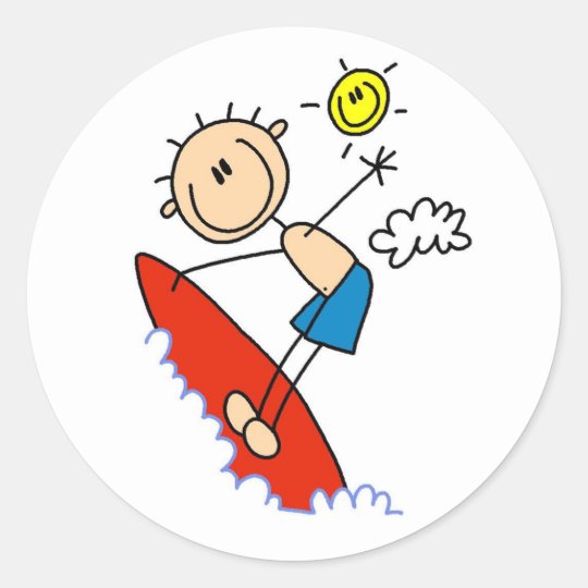 Stick Figure Surfer Boy Stickers | Zazzle.co.uk