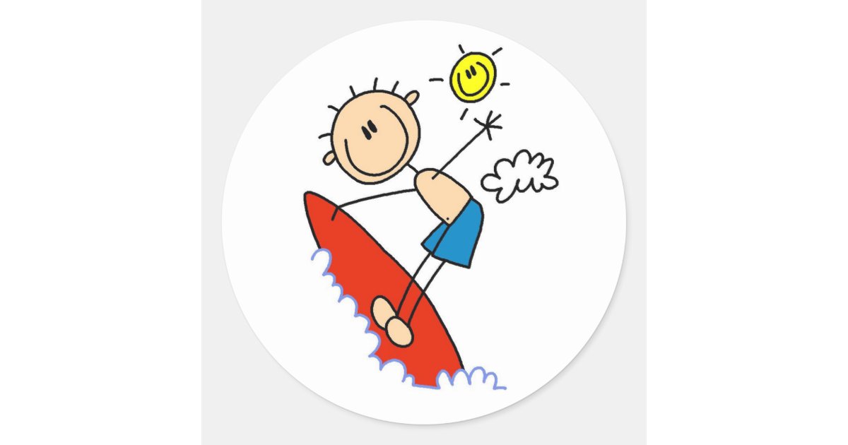 Stick Figure Surfer Boy Stickers | Zazzle