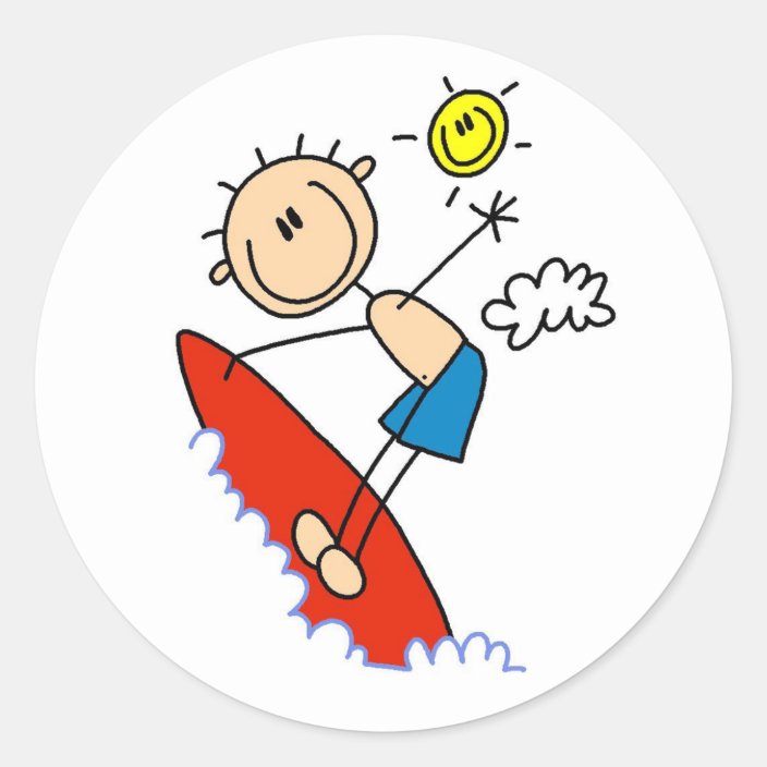 Stick Figure Surfer Boy Stickers | Zazzle.co.uk
