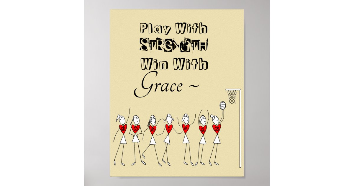 Stick Figures Inspirational Netball Quote Poster | Zazzle
