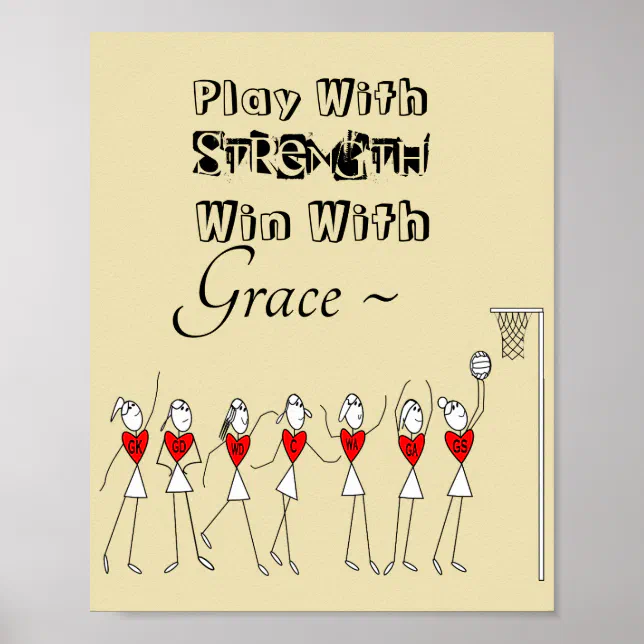 Stick Figures Inspirational Netball Quote Poster | Zazzle