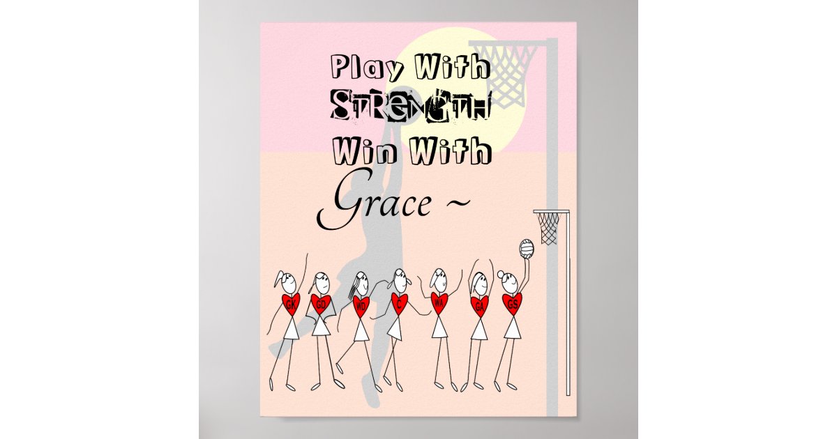 Stick Figures Motivational Netball Quote Poster | Zazzle