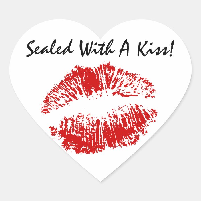 Sticker Letter Seal Sealed With A Kiss Lips Heart | Zazzle.co.uk