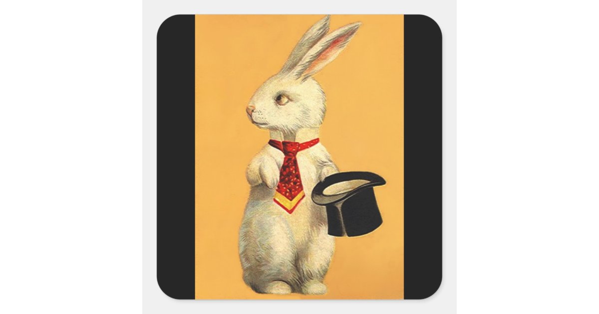 Sticker Vintage Anthro Magic Hat Trick Rabbit Hare | Zazzle