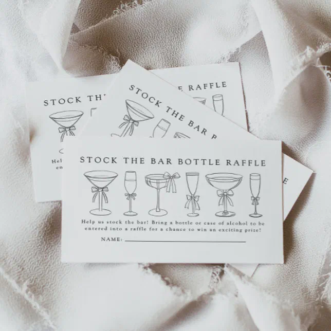 Stock The Bar Couples Shower Bottle Raffle Ticket Enclosure Card | Zazzle
