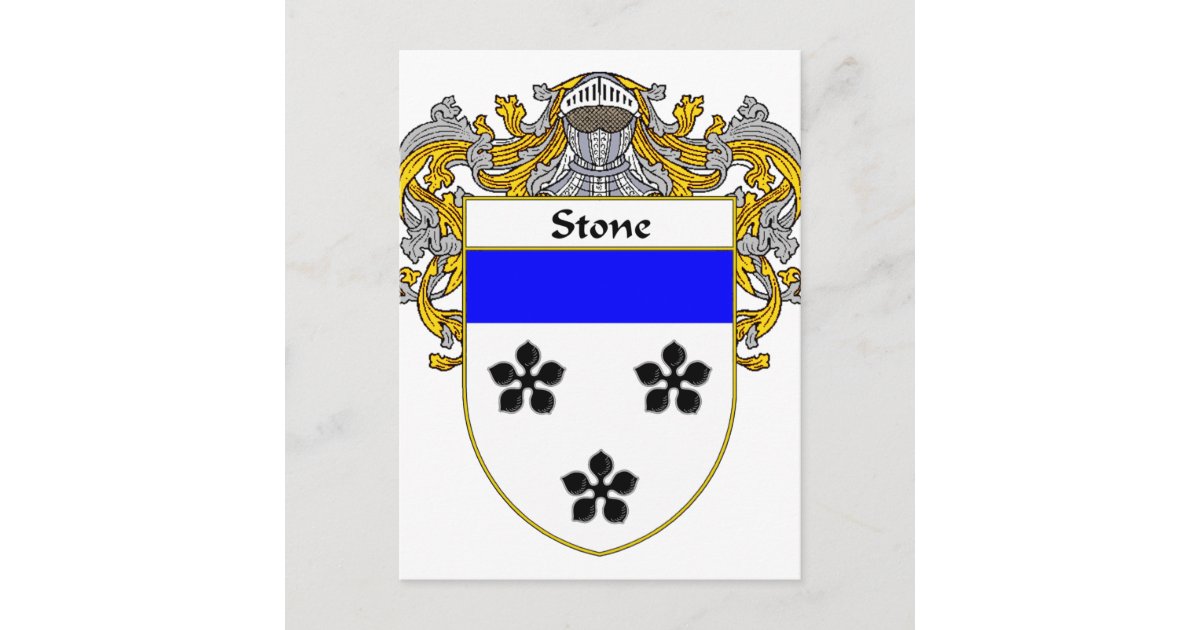Stone Coat of Arms/Family Crest (Mantled) Postcard | Zazzle