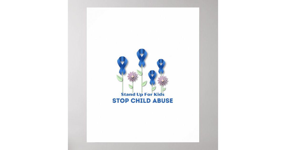 Stop Child Abuse Blue Ribbon Awareness Poster | Zazzle