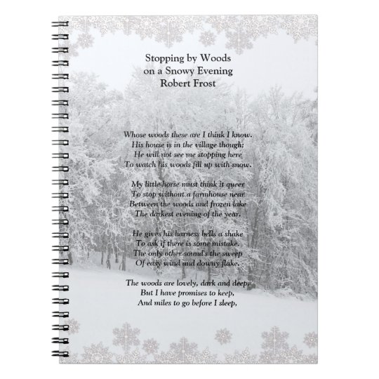 Stopping by Woods Snowy Evening Robert Frost Poem Notebook | Zazzle.co.uk