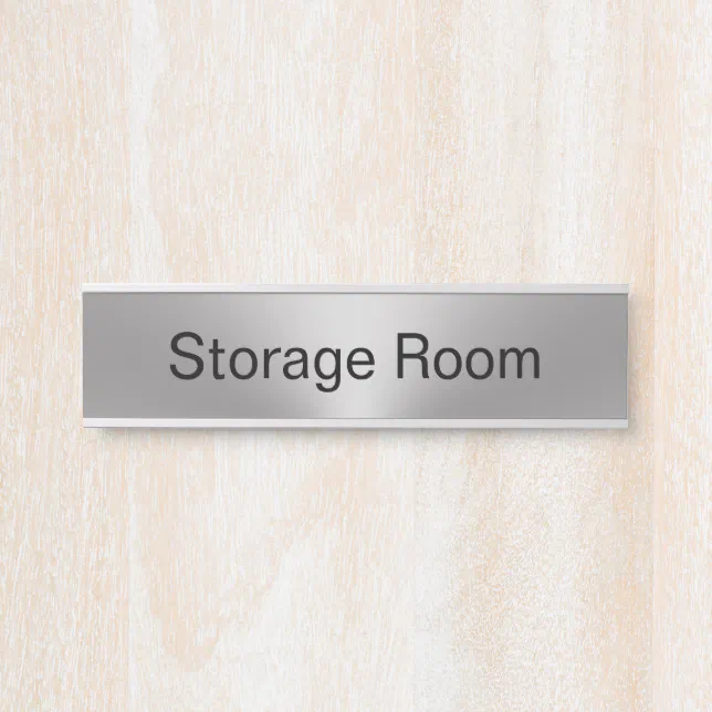 Storage Room Faux Silver and Black Text Template Door Sign | Zazzle