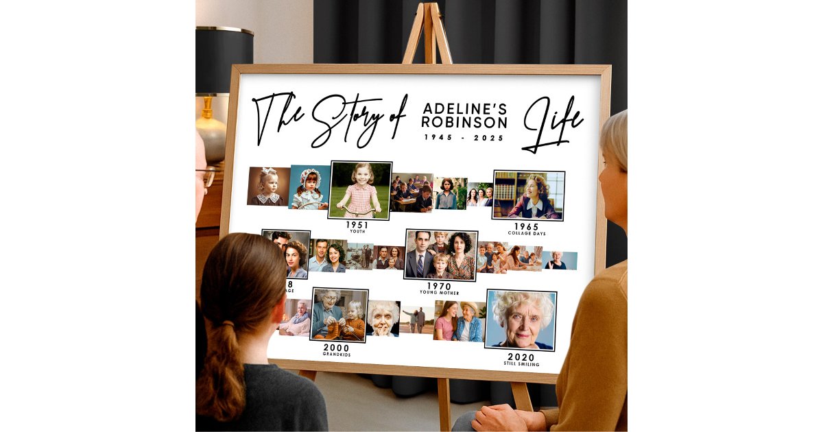 Story of Life – Timeline Poster Funeral Memory | Zazzle
