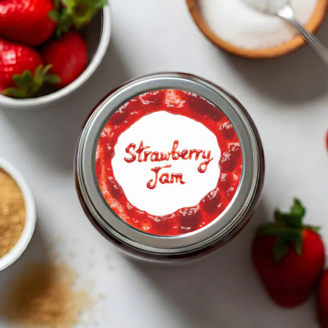 Strawberry Jam Classic Round Sticker | Zazzle