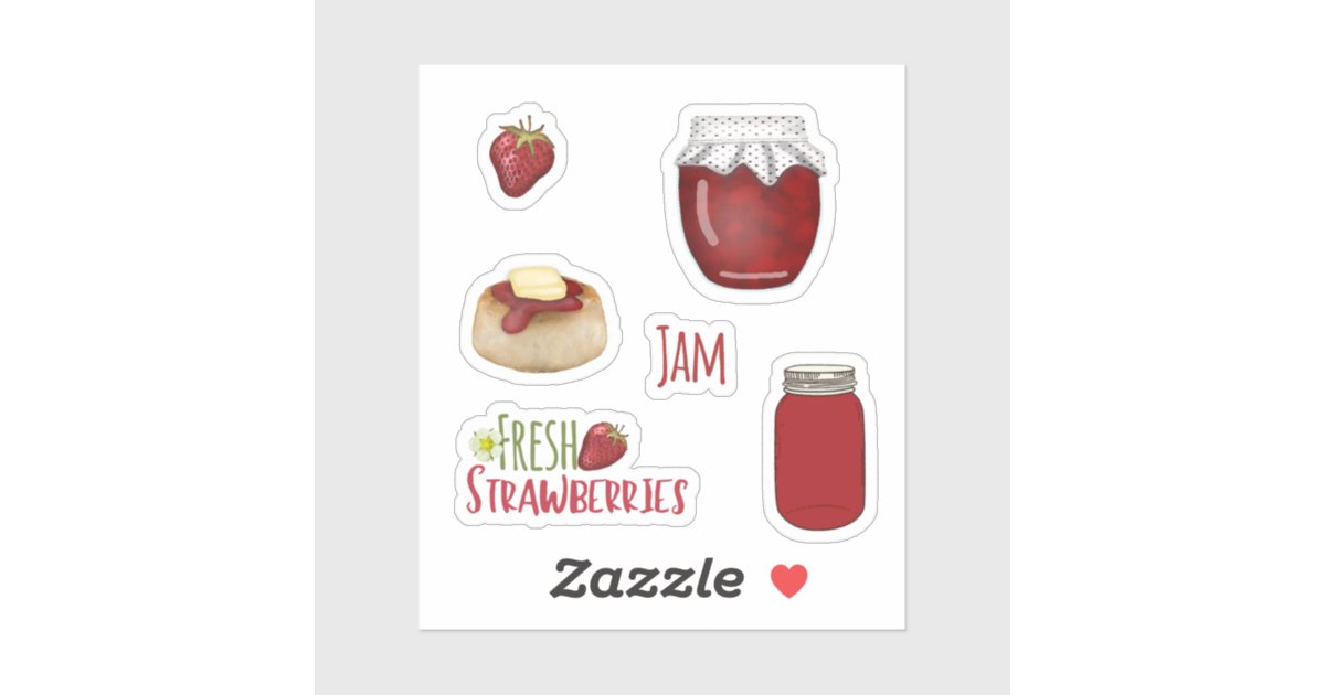Strawberry Jam Stickers | Zazzle