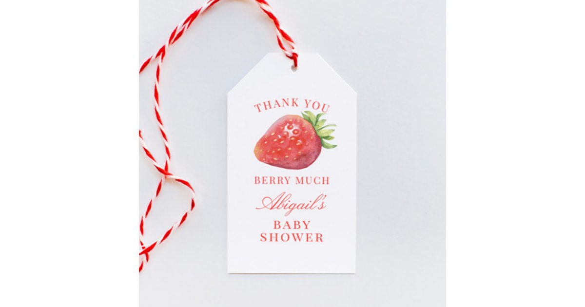 Strawberry Thank You Berry Much Gift Tag | Zazzle