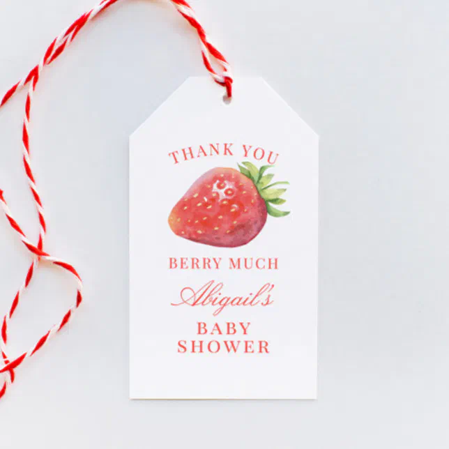 Strawberry Thank You Berry Much Gift Tag | Zazzle