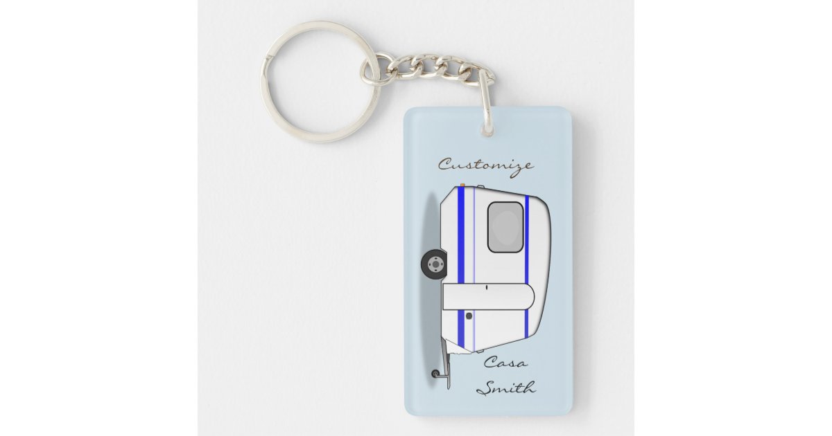 Streamlined small trailer gypsy caravan key ring | Zazzle