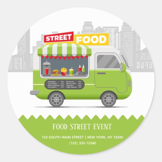Street food truck classic round sticker | Zazzle.co.uk