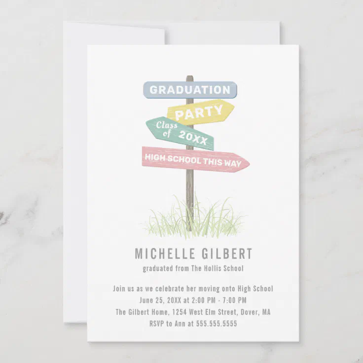 Street Sign 8th Grade Gradution Party Invitation | Zazzle